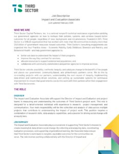 2025 Impact and Evaluation Associate Job Description | Third Sector Capital PartnersThird Sector ...